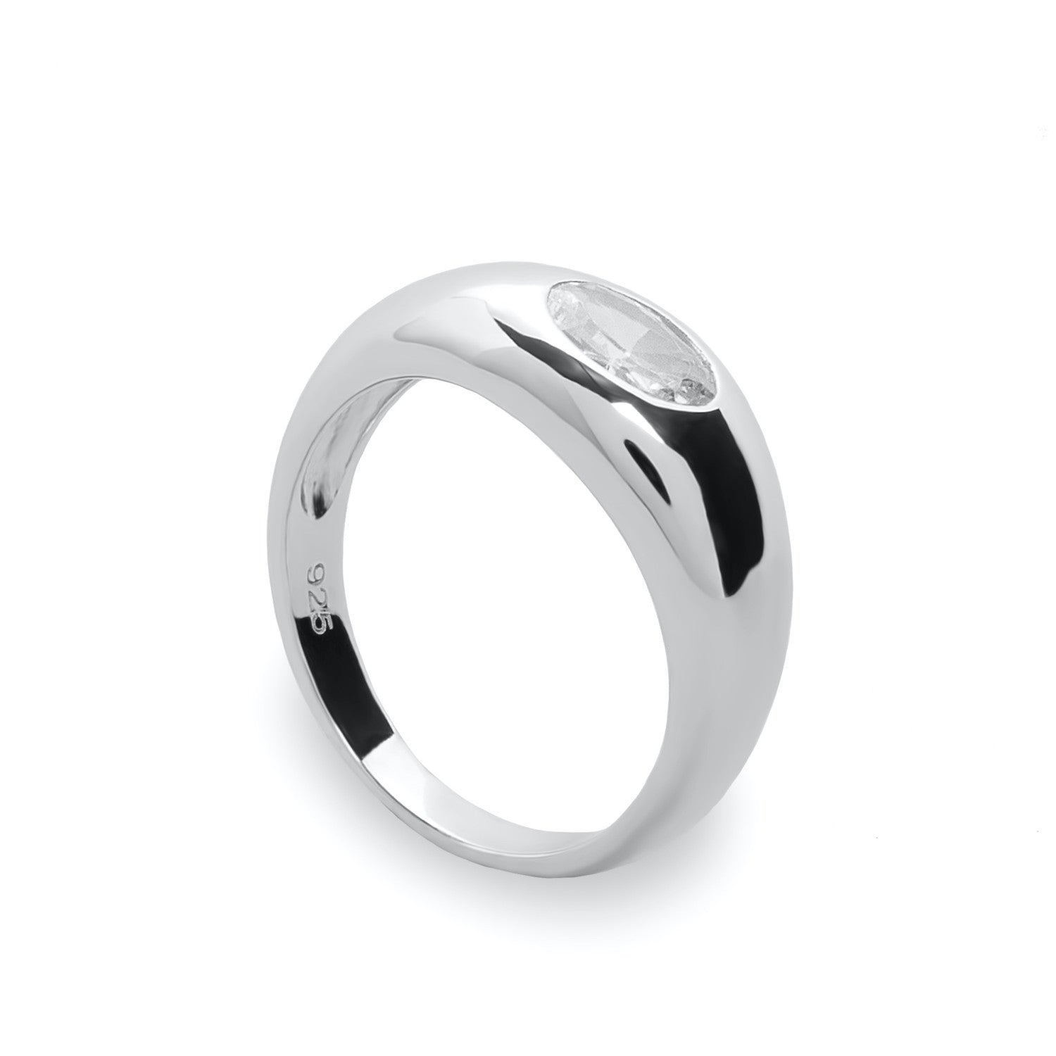 ANILLO DE PLATA CON DISEÑO ABOMBADO Y CIRCONIA - Lineargent